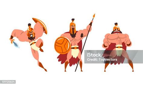 로마 군단 싸움 와 창 갑옷 만화 벡터 일러스트에서 고대 전사 캐릭터 가공의 인물에 대한 스톡 벡터 아트 및 기타 이미지 가공의 인물 개체 그룹 고대의 Istock