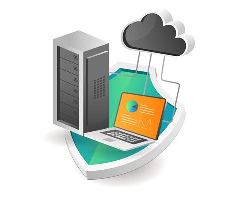 Flat Isometric Illustration Concept Cloud Server Security Analysis