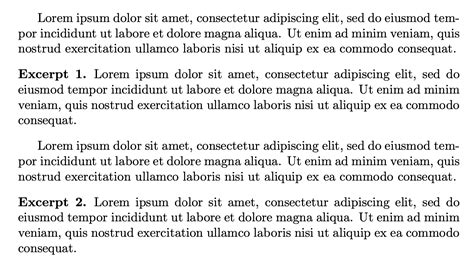 Formatting How To Format A Text Excerpt In Latex Tex Latex Stack