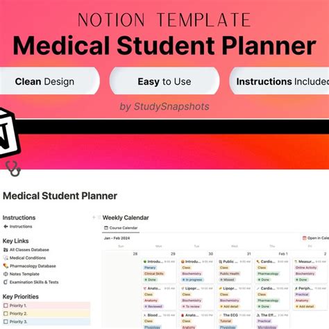 Notion Med School Template Etsy