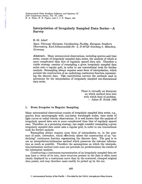 pdf interpolation of irregularly sampled data series a survey