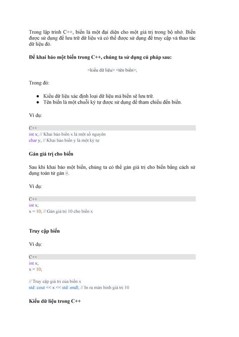 Biến trong C math Trong lập trình C biến là một đại diện cho một giá trị trong bộ nhớ
