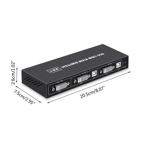 Dvi Kvm 스위치 2 포트 Dvi 화면 분배기 키보드 및 마우스 프린터 컴퓨터 공유 스위처 허브 용 2 In 1 출력 어댑터