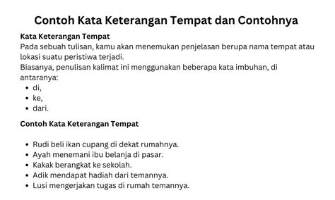 Pengertian Kata Keterangan Jenis Dan Contohnya