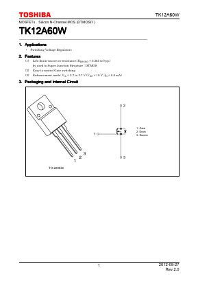 K12A60W PDF, K12A60W Hoja de datos -Toshiba DatsheetQ ...
