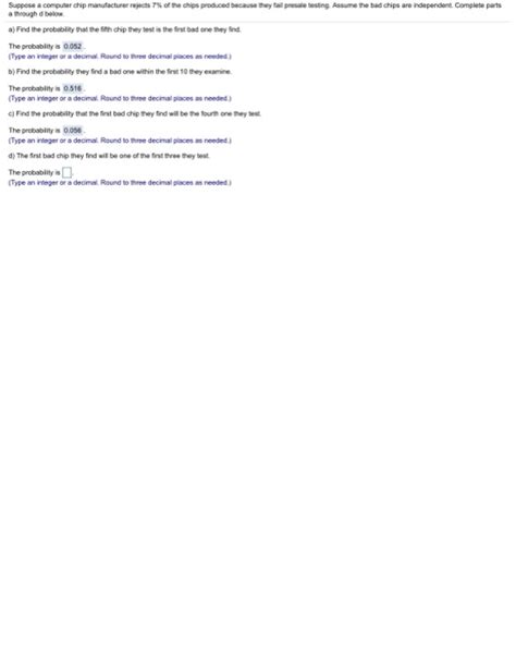 Solved Suppose A Computer Chip Manufacturer Rejects Of Chegg Com