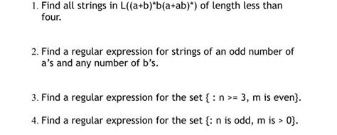 Solved 1 Find All Strings In Lab∗baab∗ Of Length