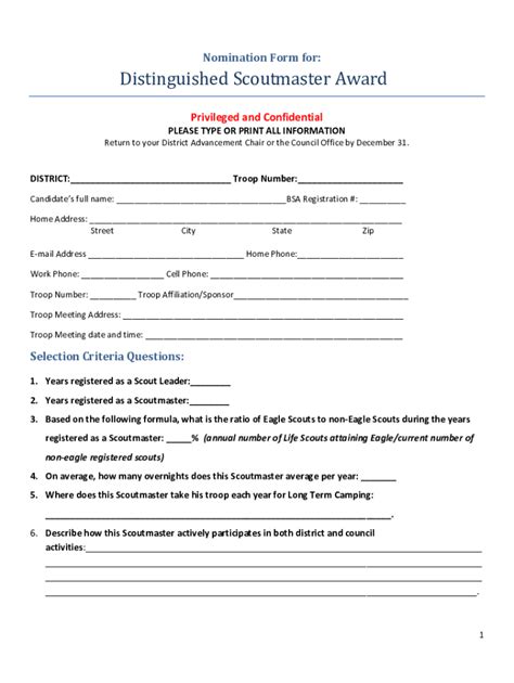 Fillable Online Annual Awards And Recognition Nomination Form Fax Email