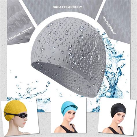หมวกว่ายน้ำ ซิลิโคน กันน้ำ หมวกซิลิโคน กันยูวี ยืดหยุ่น ไม่กินผม ป้องกันสารคลอรีน Vaccine 4