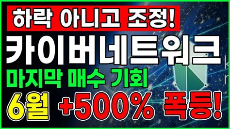 조정 카이버네트워크 6월 500” 폭등 하락 아니고 조정 마지막 매수 기회 카이버네트워크 카이버네트워크