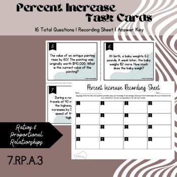 Percent Increase Task Cards By Weird Wonderings TPT