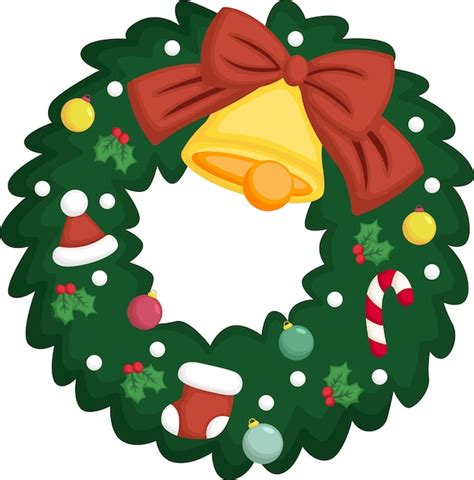 Premium Vector A Vector Of A Christmas Wreath