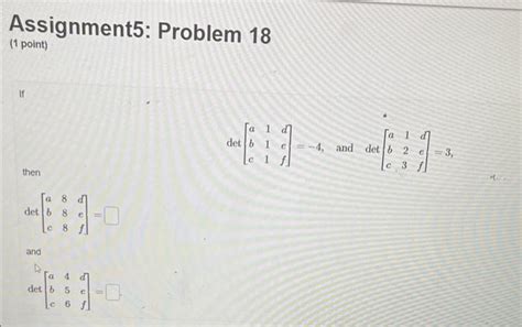 Solved Assignment5 Problem 18 1 Point If