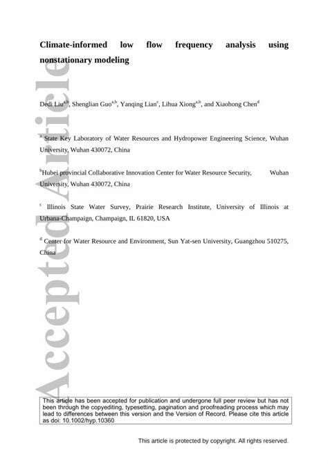 Pdf Climate Informed Low Flow Frequency Analysis Using Nonstationary