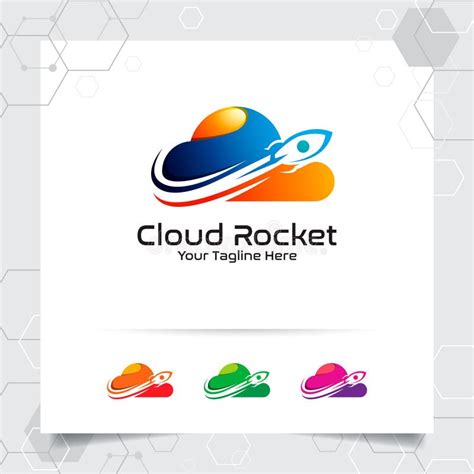 Cloud Hosting Logo Vector Design With Concept Of Server And Cloud Icon Cloud Server Vector