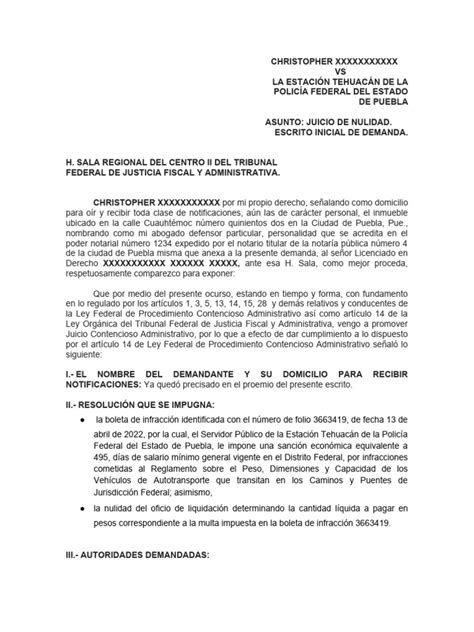 Demanda De Nulidad En Materia Fiscal Pdf Caso De Ley Gobierno