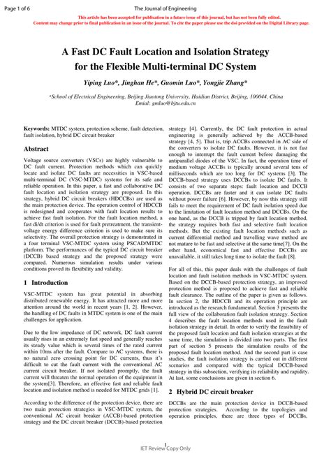 Pdf A Fast Dc Fault Location And Isolation Strategyfor The Flexible
