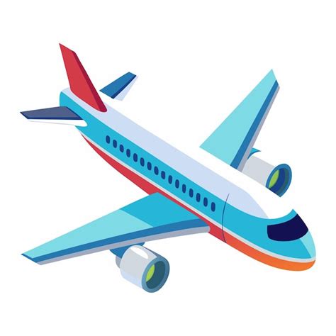 Blue And Red Airplane With Two Engines Premium Ai Generated Vector