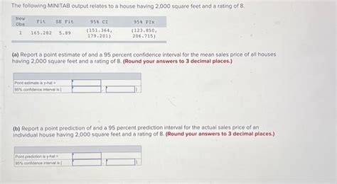 Solved The Following Minitab Output Relates To A House