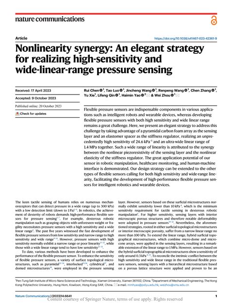 Pdf Nonlinearity Synergy An Elegant Strategy For Realizing High Sensitivity And Wide Linear