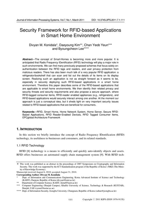 Pdf Security Framework For Rfid Based Applications In Smart Home