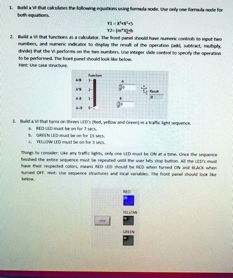 1 Build A Vi That Calculates The Following Equations Using Formula