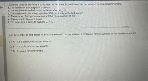 Solved Determine Whether The Value Is A Discrete Random