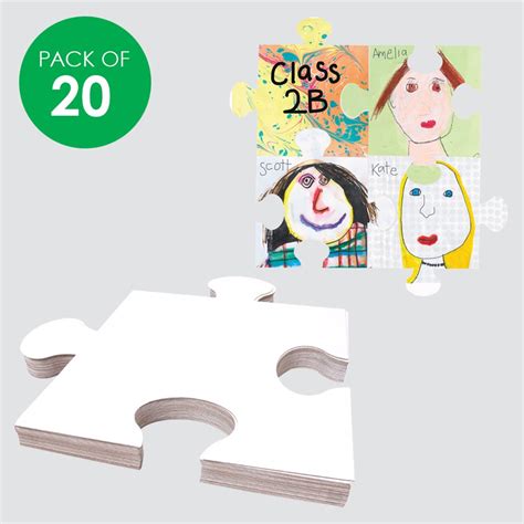 Giant Cardboard Puzzle Pieces White Pack Of 20 Cleverpatch Art
