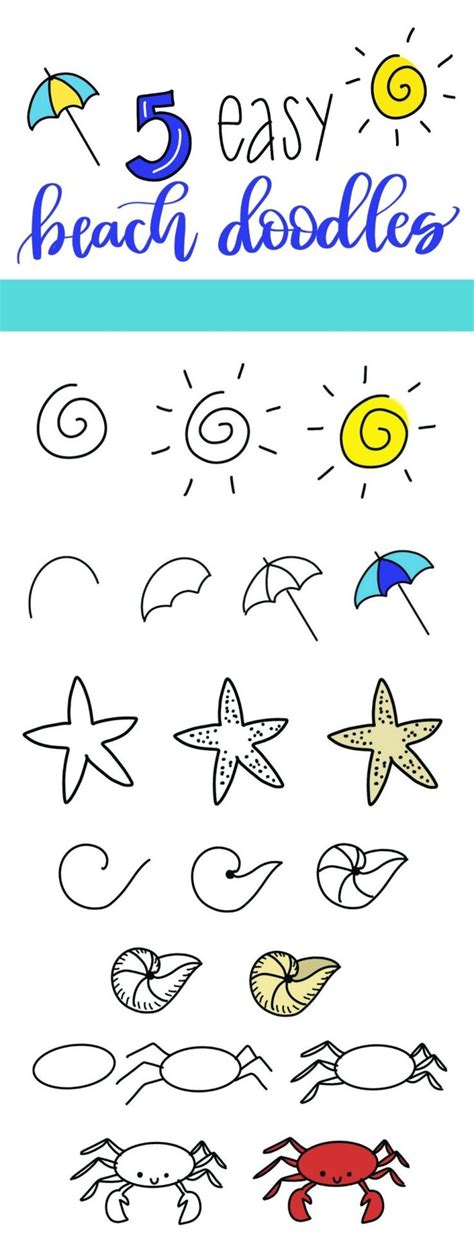 5 Easy Beach Doodles For Hand Lettering How To Draw Beach Doodles