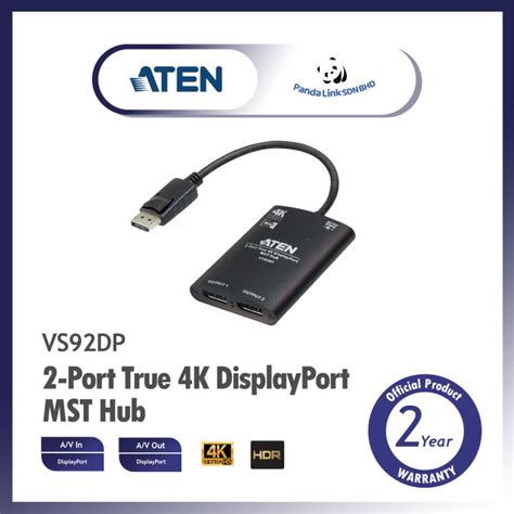 aten vs92dp 2 port true 4k displayport mst hub lazada