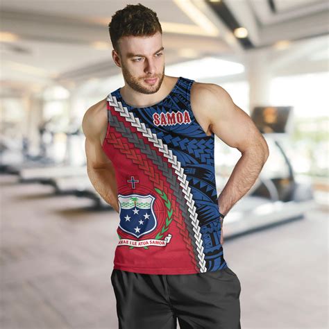 Samoa Tank Top Samoa Coat Of Arms With Polynesian Tribal Flag Style