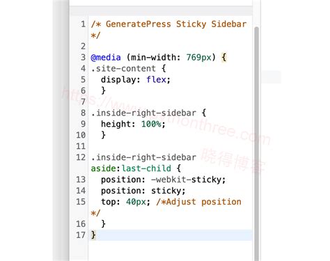 GeneratePress主题中创建粘性侧边栏小部件 晓得博客 GeneratePress主题建站教程