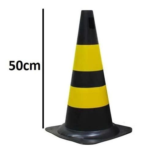 Kit Cones De Sinalização Pvc cm Preto E Amarelo Parcelamento sem juros