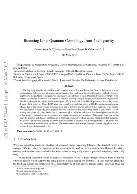 Pdf Bouncing Loop Quantum Cosmology From Ft Gravity