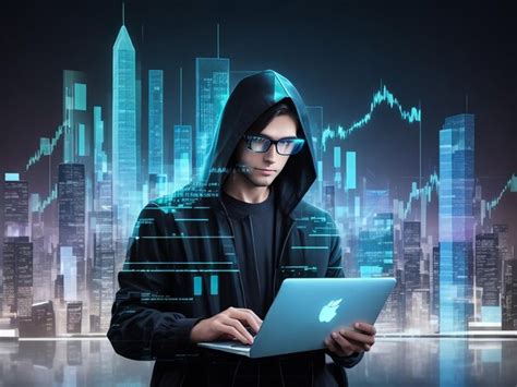 Premium Photo Hacker Using Computer With Stock Charts And Business