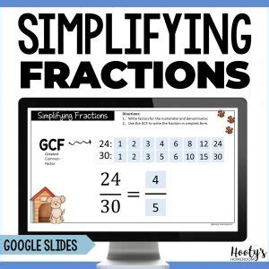 Simplifying Fractions Activities Google Slides