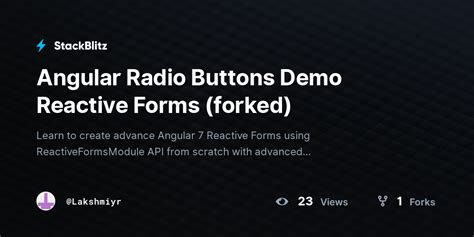 Angular Radio Buttons Demo Reactive Forms Forked Stackblitz