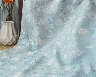 LIGHT BLUE Floral Brocade Fabric In Sold By The Yard Etsy