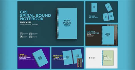 6x9 Spiral Bound Notebook Mockup Masterbundles