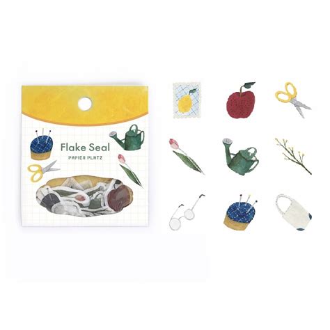 文具室務日本 PAPIER PLATZ x ASANEL 花與針線活 和紙貼紙包 Flake Seal 53 018 蝦皮購物