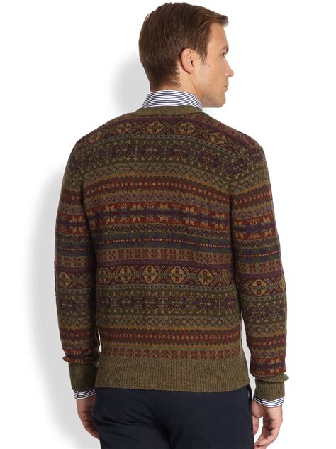 Lyst Polo Ralph Lauren Fair Isle Cardigan In Brown For Men