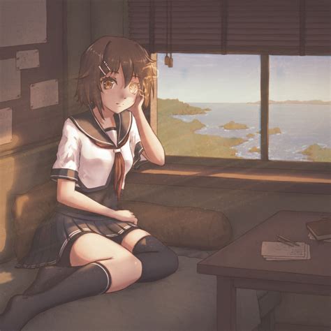Safebooru 1girl Absurdres Asymmetrical Legwear Bangs Black Sailor