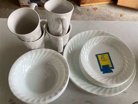 Approximately 20 Pieces Of Corelle Plates Bowls Mugs Byceauction Ltd