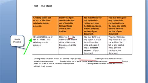 If Text Or Table Is Inserted As Ole Object Word In Diagram It Is Displayed In Corrupted Way