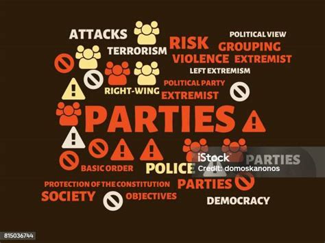 단어 항목 극단주의 단어 이미지 일러스트 레이 션과 관련 된 당사자자질구레한이미지 0명에 대한 스톡 벡터 아트 및 기타 이미지 0명 Political Party 개체