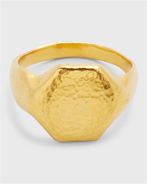 Gurhan Mens Hammered 22k Yellow Gold Signet Ring Neiman Marcus