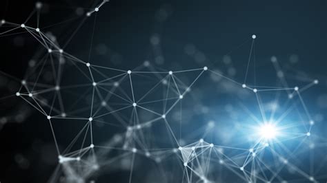 기술 네트워크 및 통신 라인 및 도트 이동 전송 정보 데이터 라인 및 파란색 배경에 점 블록체인에 대한 스톡 사진 및 기타 이미지 블록체인 개념 과학 Istock