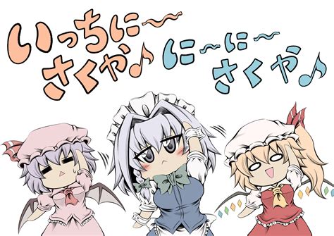 Remilia Scarlet Flandre Scarlet And Izayoi Sakuya Touhou Drawn By