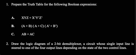 Video Solution L Prepare The Truth Table For The Following Boolean Expressions Xyzxyz B A