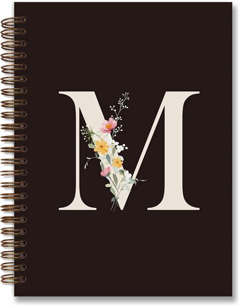 Foedor Trendy Personalized Journal Hardcover Spiral Notebookblack Initial Letter M Foedor Trendy Personalized Journal Hardcover Spiral Notebookblack Initial Letter M
